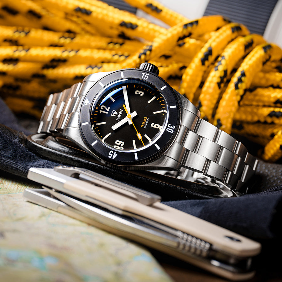 Raven Trekker - Matte Black - Brushed – Raven Watches LLC