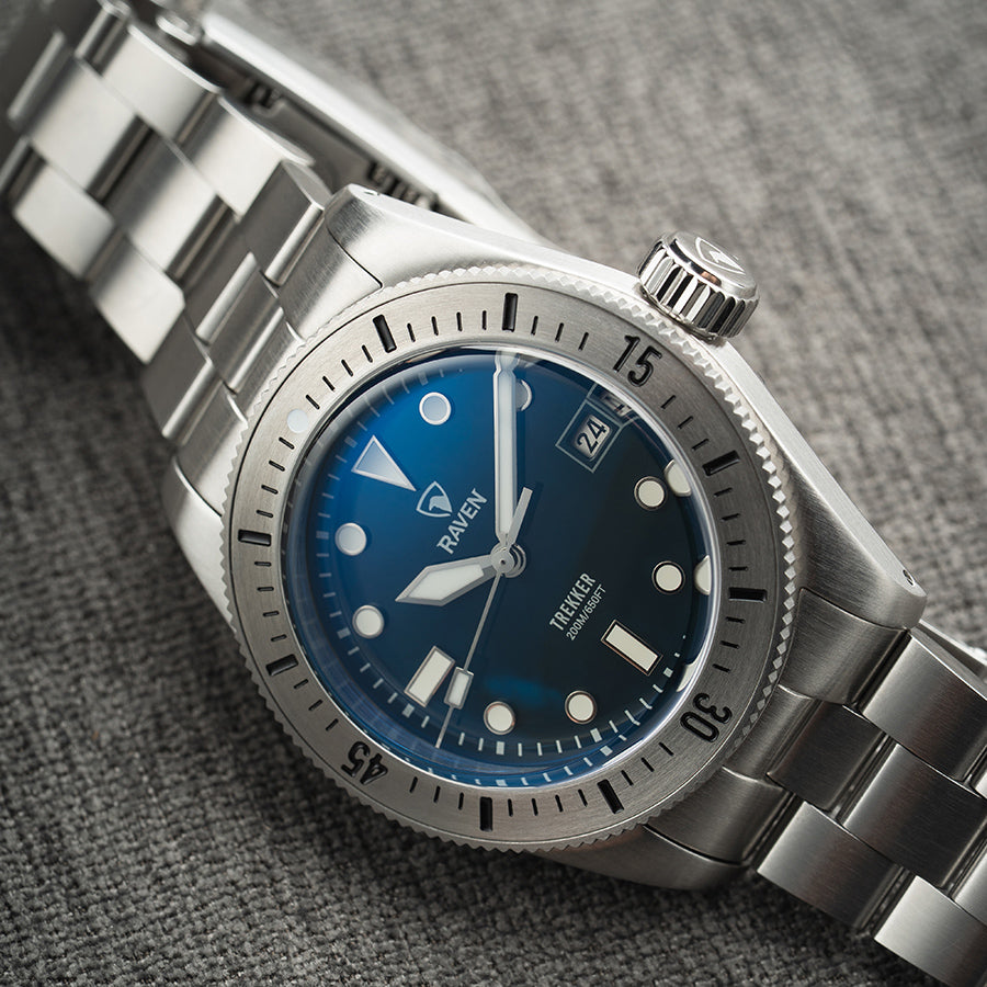 Raven Trekker - Vintage Blue - Steel Bezel – Raven Watches LLC