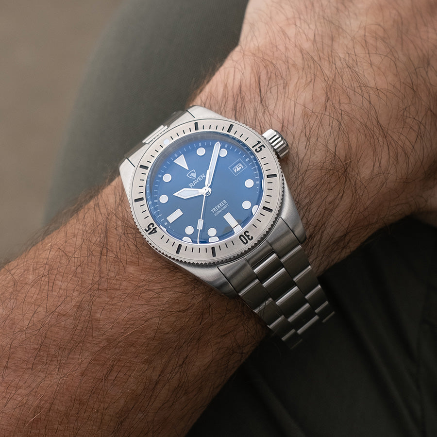 Raven Trekker - Vintage Blue - Steel Bezel – Raven Watches LLC
